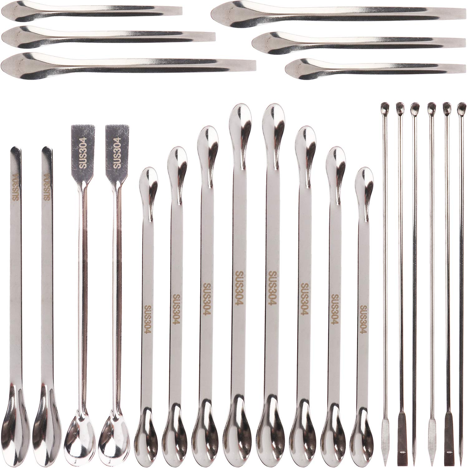 24 Pieces Stainless Steel Lab Spatula Micro Lab Scoop Stainless Steel Micro Spatula for Powders Gel Cap Filler