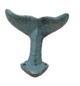 5 Cast Iron Whale Tail Hooks Or Drawer Pulls Coat Hat Closet Hall Tree Sea Foam Green Color