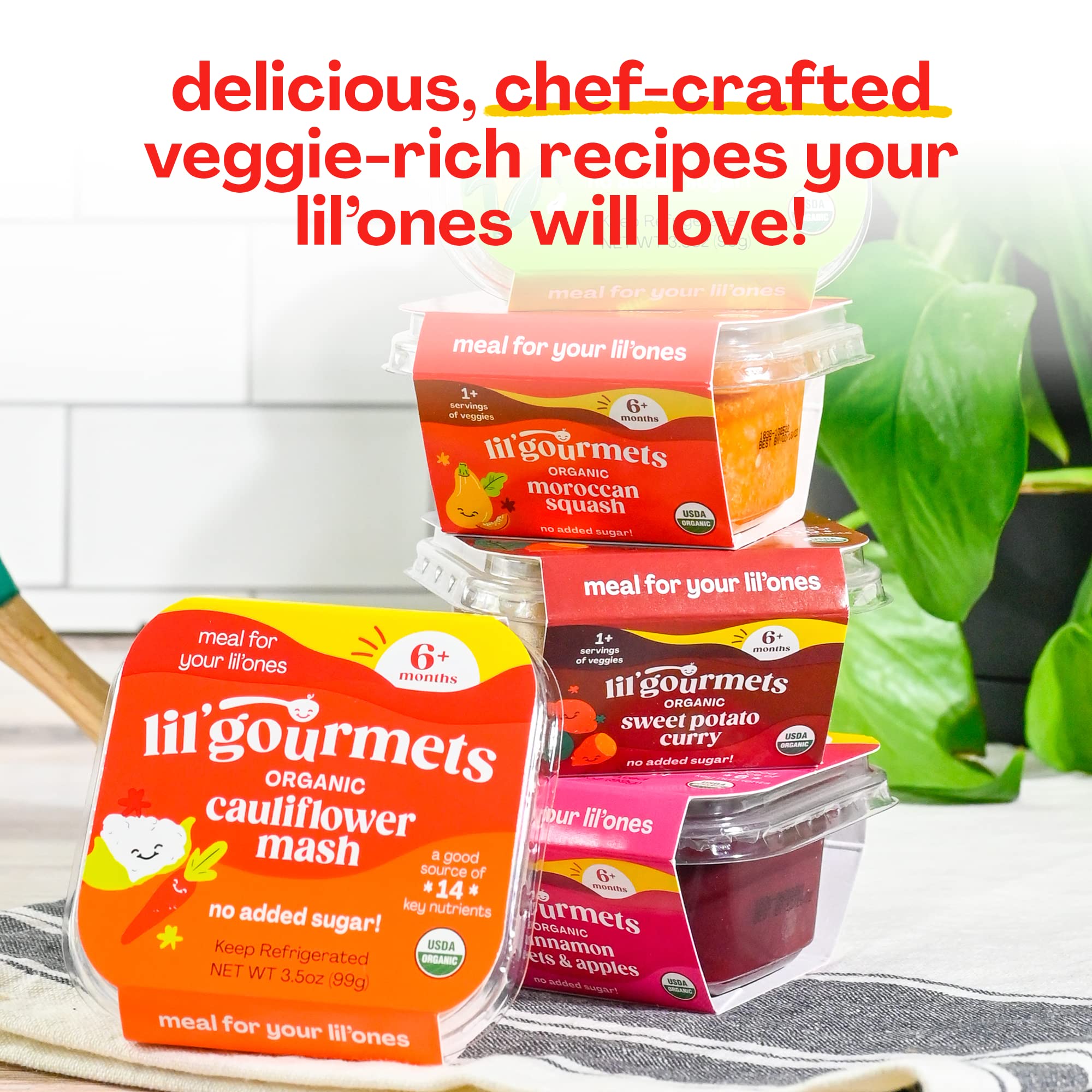 lil’gourmets Organic & Fresh Veggie-Rich Baby Food, Clean Label Project Purity Award Winner, For 6+ Months, 3.5oz Cups (Variety Pack of 18))