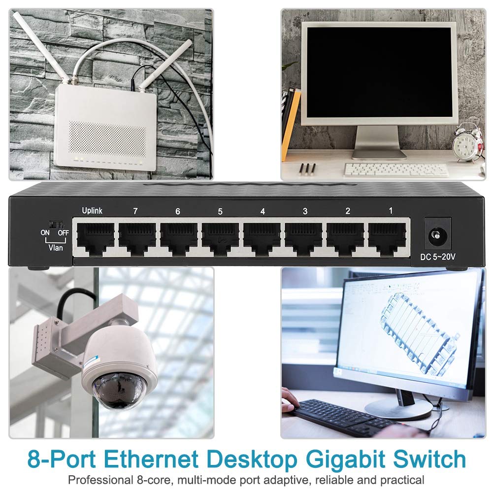 100-240V 8-Port SPOE VLAN Injector with 250M Distance Managed Switch Long Range Switch(U.S. regulations, Transl)