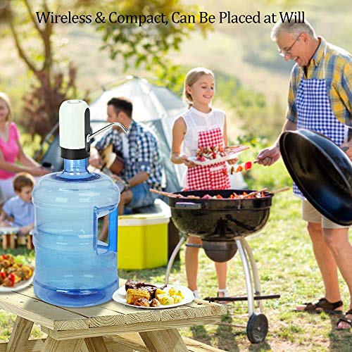 5 Gallon Water Dispenser - Pump for 5 Gallon Water Jug USB Charging Water Bottle Pump with Non Spill Bottle Cap Universal Fit for Home, Office and Outdoor (White)