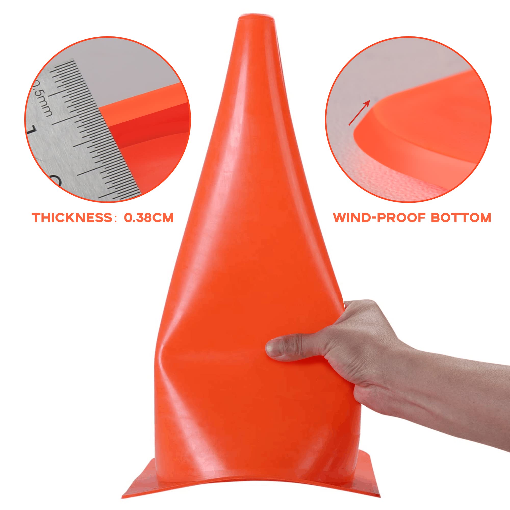 18 Inch Traffic Safety Cones, [4 Pack] Orange Parking Cones Training Cones, Plastic Cones for Indoor/Outdoor Activity & Festive Events