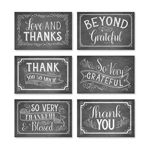 24 Chalkboard Thank You Cards With Envelopes, Great Note For Adult Funeral Sympathy or Gift Gratitude Stationery Supplies For Grad, Birthday, Baby or Rustic Bridal Wedding Shower For Boy or Girl