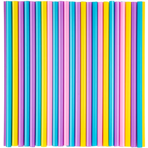 100 Count 100% Compostable Jumbo Smoothie Straws-3/10" Wide X 8 1/2" Long KTOB Biodegradable PLA Colorful Disposable Drinking Straws-Eco Friendly Plant-Based Plastic Milkshake Straws