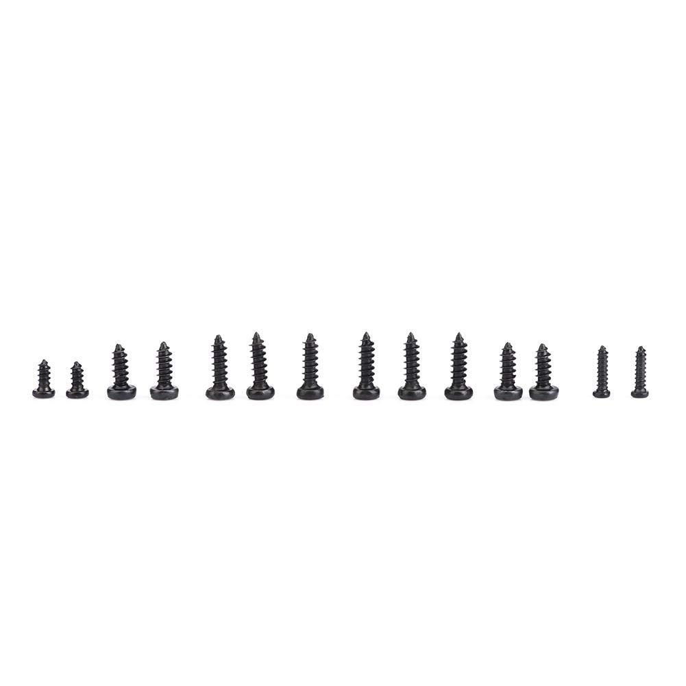 1000pcs Screws, M1 M1.2 M1.4 M1.7 Stainless Steel Cross Drive Pan Head Self Tapping Screws Kit with Box for Machine Woodworking Fastener