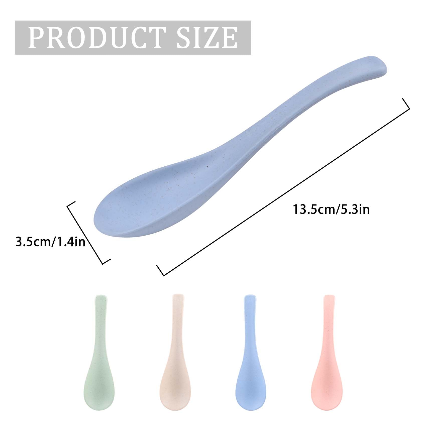 12 Pieces Wheat Straw Spoons Unbreakable Dinner Spoons Reusable Asian Soup Spoons Portable Lightweight Cereal Spoons for Kid and Adult, Microwave Dishwasher Safe