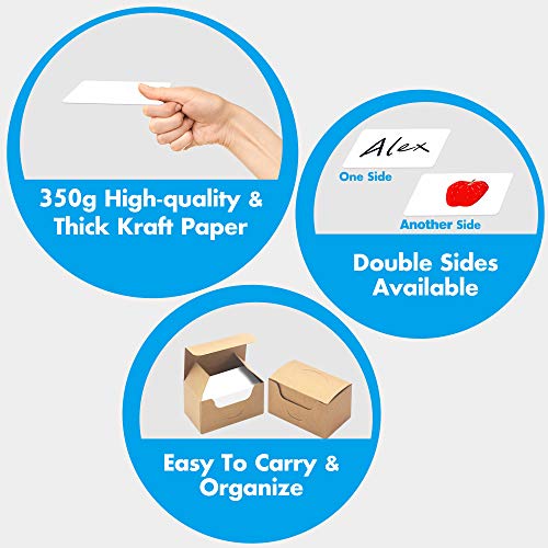 200 PCs Blank White Kraft Paper Round Corner Flash Word Message Gift Index Card (3.5β X 2.1β)