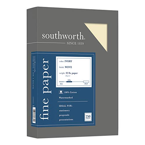 100% Cotton Business Paper, Ivory, 32lb, 8 1/2 x 11, 250 Sheets