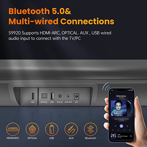 100Watt 40 Inch Soundbar, BESTISAN Sound Bar Wireless and Wired Audio Bluetooth 5.0 TV Speakers with HDMI-ARC Function (2023 Beef UP Version, DSP Audio, Bass Adjustable, Wall Mountable)
