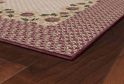 Brumlow MILLS Sunflower Braid Printed Pattern Rustic Floral Area Rug for Kitchen, Entryway, Bathroom Mat and Home Décor, 5' x 8', Sunset
