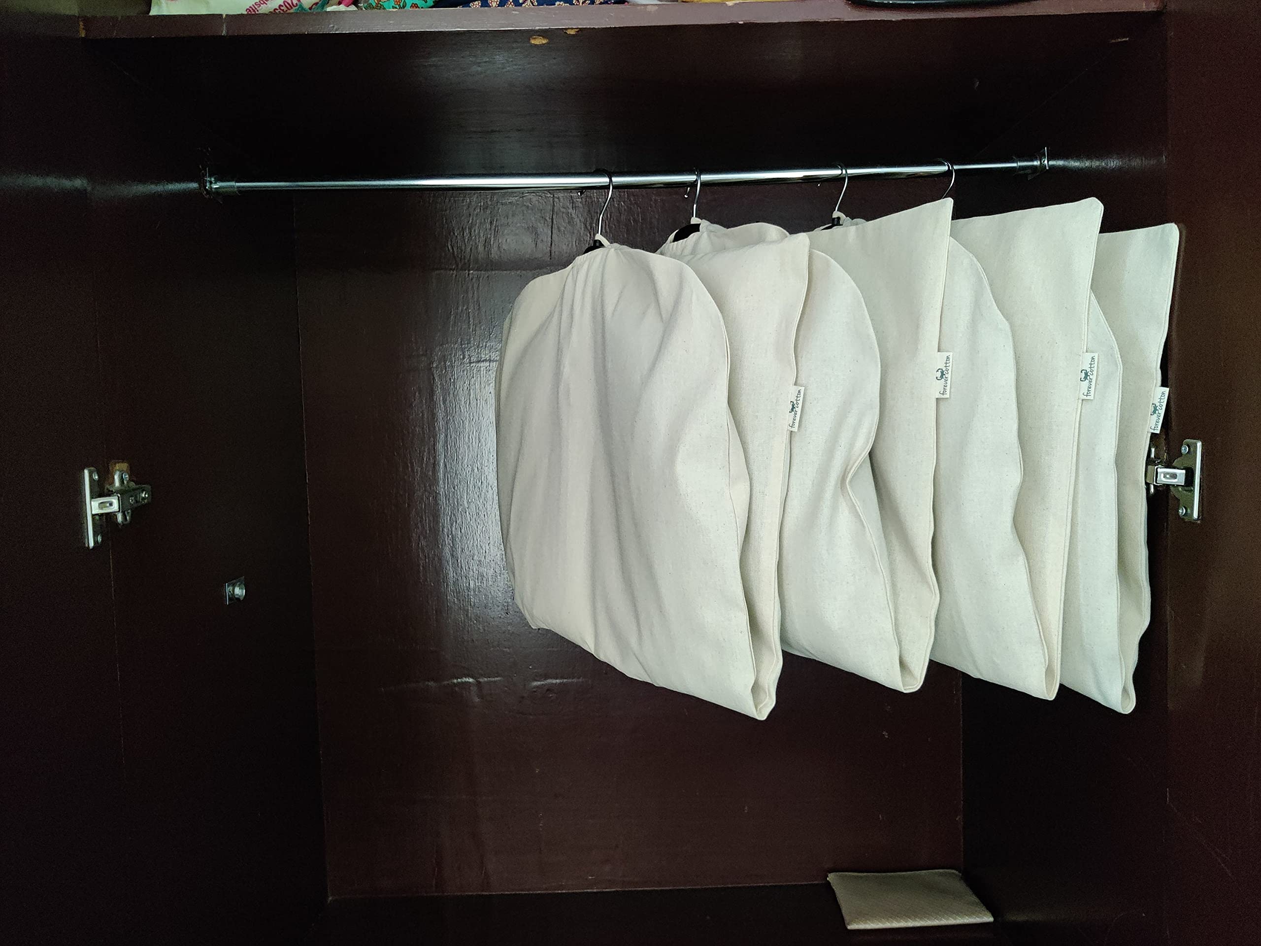 100% Cotton Canvas Garment Cover for Suits, Coats, Dresses; Travel Bag (Medium (24"x40"), Off-White)