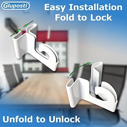 12 Folding Drop Ceiling Hooks for Classrooms & Offices, White Heavy Duty Ceiling Hooks for Hanging Plants & Decorations, Metal T-Bar Hooks for Suspended Drop Ceiling Tiles, Holds 15lbs, 1" W x 1½" H