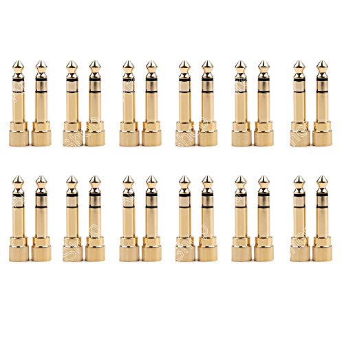 24 Pcs Adapter Brass Gold 1/4" 6.35mm to 3.5mm Plug Stereo Audio Headphone Screw m