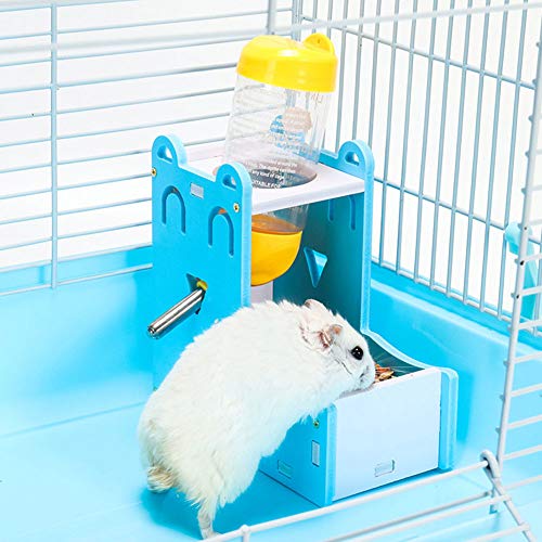 2 in 1 Hamster Hanging Water Bottle Small Animal Auto Dispenser with Base for Hamster Rat Gerbil Mouse Chinchillas Squirrel Guinea Pig Cage Toy