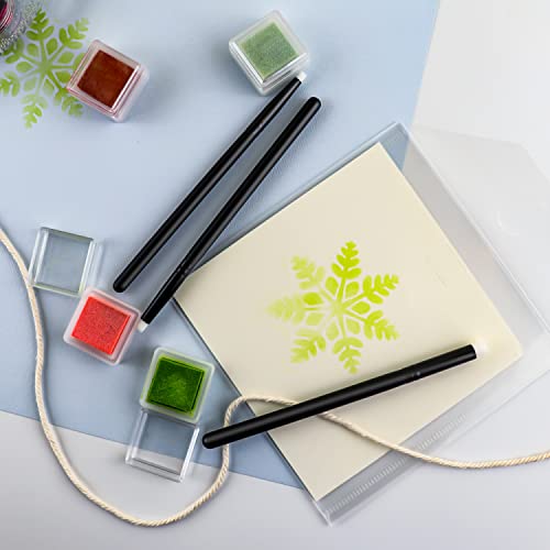 12Pcs Detailed Ink Blending Brushes for Card Making, Ink Blending Brushes Background Blender Paintbrush Art Blending Tool for Card Making Small Detailed Paint Brushes 2 KindsBrush Heads Angled/Flat