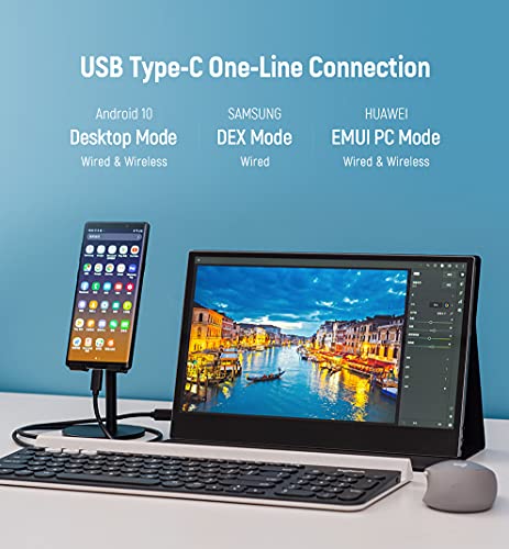 4K Portable Monitor Touchscreen Automatic Rotate 17.3 Inch UHD 3840x2160 Wireless Display Airplay Miracast Monitor for Phone HDMI USB C Monitor Vesa Mount HD Laptop Display (Non-battery Monitor)