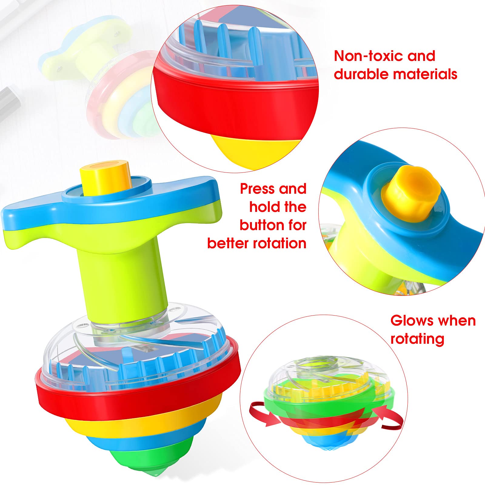 16 Pieces Light up Spinning Tops for Kids, LED Light up Flashing UFO Spinning Tops Gyroscope Novelty Bulk Stocking Stuffers for Birthday Party Favors Games Presents
