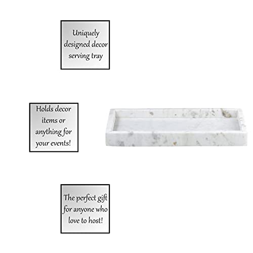 47th & Main Elegant Marble Tray 12 x 6.3-inches, White Rectangle