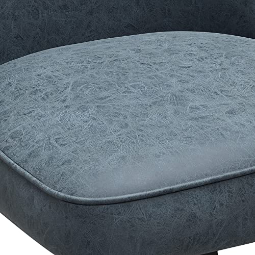 OSP Home Furnishings Penton Swivel Chair with Padded Seat and Black Legs 2-Pack for Dining or Home Office Use, Navy Blue Faux Leather