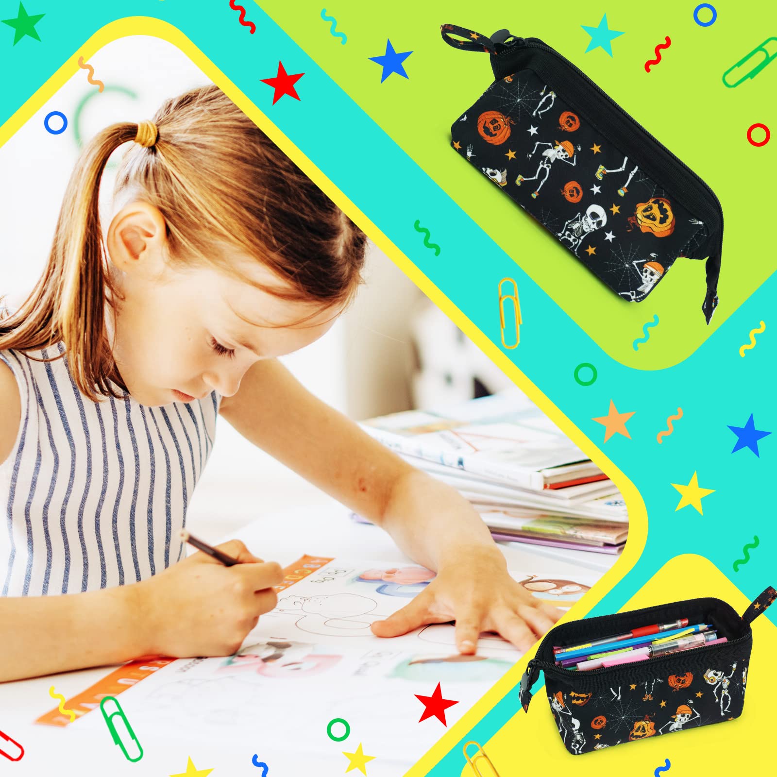 TYNGZEH Pencil Case Easy Grip Handle,Makeup Bag With Smooth Zipper, Halloween Multifunction Cosmetic Bag Durable Lightweight,Suitable For Boys, Girls And Adults