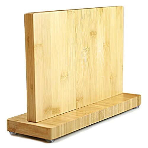 Bamboo Magnetic Knife Block Without Knives - Universal Space Saving Stand for Steak Knives and Cutlery - Kitchen Organizer for Counter or Under Cabinet Storage - Extra Strong Magnetic Knife HolderĀ