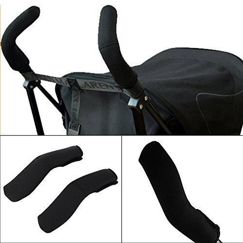 2Pcs/Pair Baby Stroller Armrest Cover, Removable Zipper Crossbar Elastic Dust-Proof Protector Sleeve for Pushchair Pram, Black