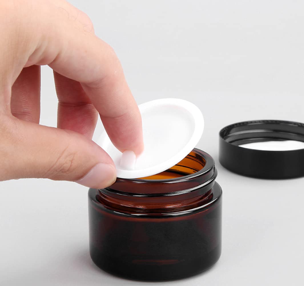 2PCS 120ML 4 oz Large Capacity Empty Refillable Brown Glass Face Cream Storage Packing Jar Pot Bottle With Black Cap For Cosmetic Make Up Sample Lip Balm Lotion Food Container