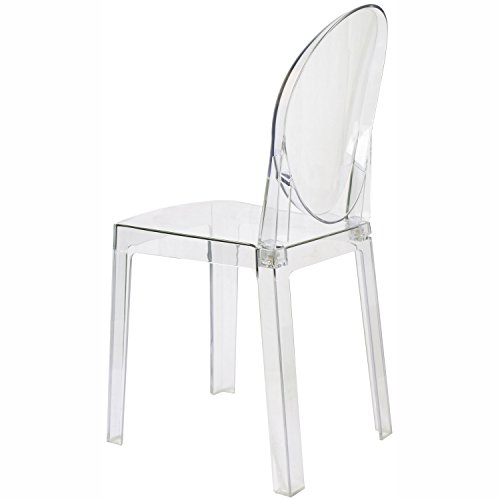 2xhome - Set of Six (6) - Clear - Large Size - Modern Ghost Side Chair Dining Room Chair - Accent Seat - Lounge No Arms Armless Arm Less Chairs Seats Mid Century Design