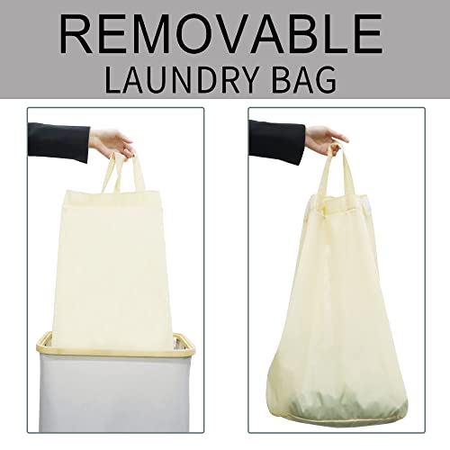 105L Laundry Basket with Wheels β Foldable Laundry basket with Bamboo Handles, Grey Dirty Clothes Hamper with wheels for Bathroom, Bedroom, Room, Closet, Hampers for Laundry, Toys, Clothing