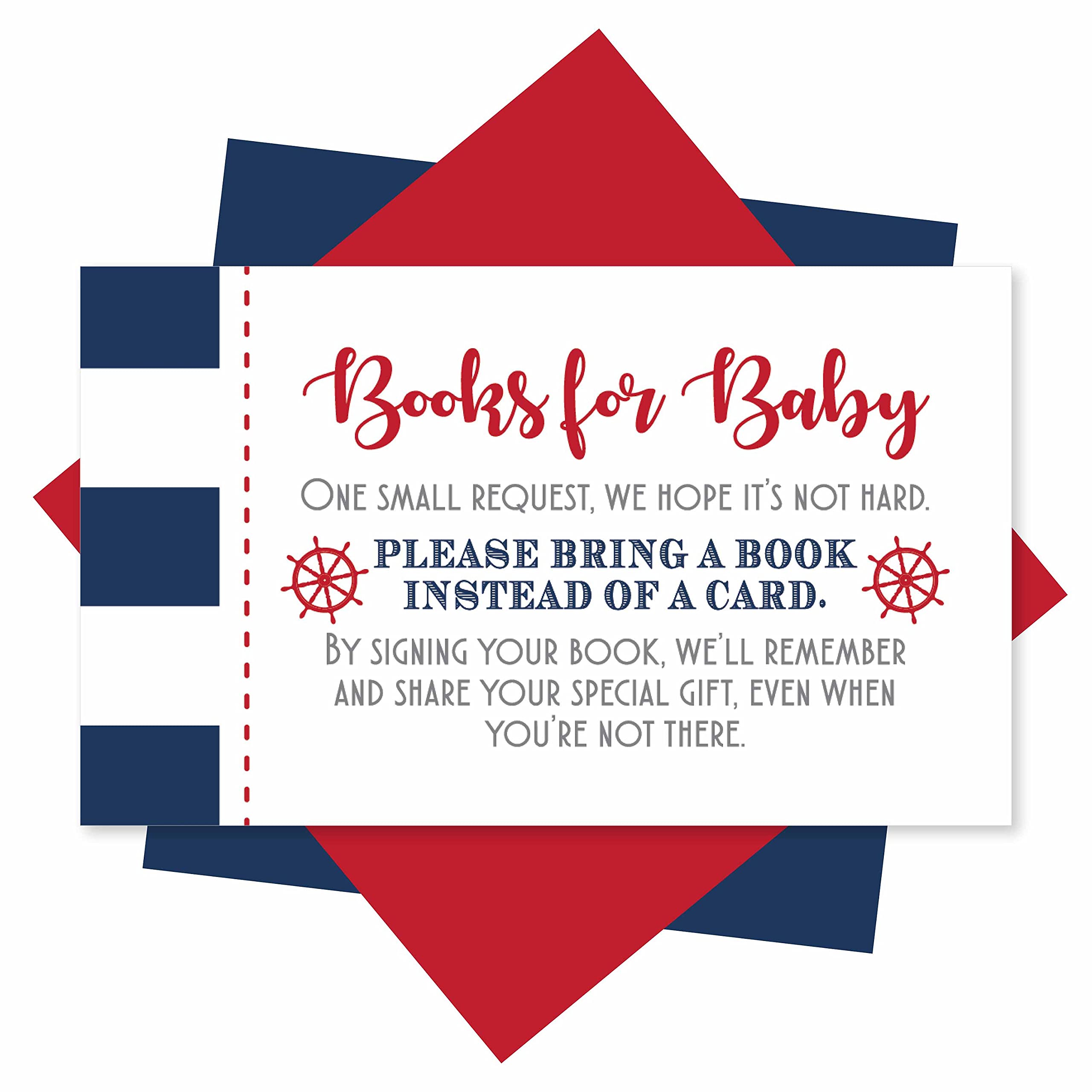 25 Baby Shower Book Request Baby Shower Guest Book Alternative - Nautical Baby Shower Invitation Inserts, Books For Baby Shower Request Cards, Bring A Book Instead Of A Card, Baby Shower Book Request