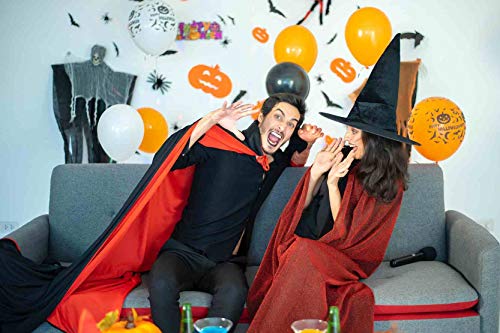 ZsSmddx Unisex Cosplay Christmas Halloween Witch Party Reversible Hooded Vampires Cape Cloak(Dual-Layer,Black and red ) (S, Stand Collar)