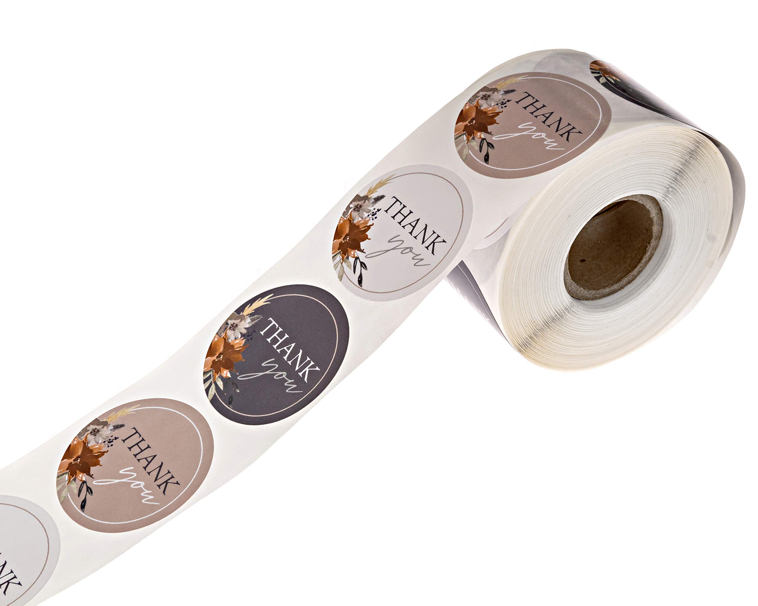 Indie Autumn Floral Thank You Labels / 250 Fall Flower Stickers / 1.5" Round Thank You Stickers / 3 Beautiful Thanks Designs