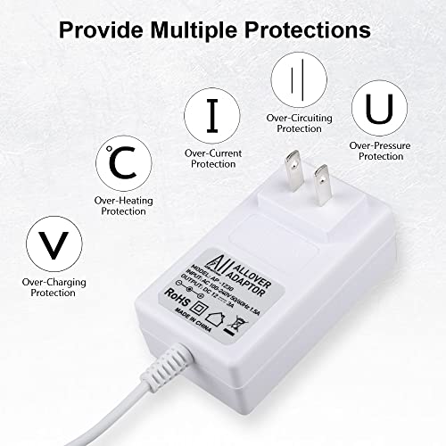 12V Power Cord for Spectra Breast Pump S2 S1 Charger Cord Replacement - for Spectra Electric Breast Pump S1 / S2 / SPS100 / SPS200 / 9 Plus / M1 AC Power Supply Adapter