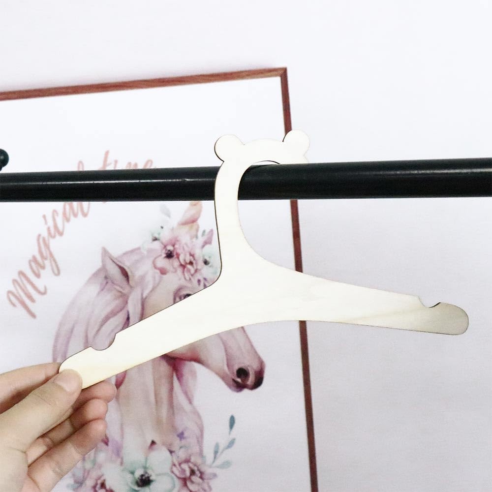 10 Pcs Baby Children Wooden Hangers Children's Clothes Hangers,Cute Little Bear Shape,8.97 * 4.72inch