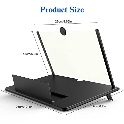 12" Screen Magnifier for Cell Phone - 3D HD Magnifying Projector Screen Enlarger Expanders for Movies, Videos and Gaming – Foldable Phone Stand with Screen Amplifier–Compatible with All Smartphones