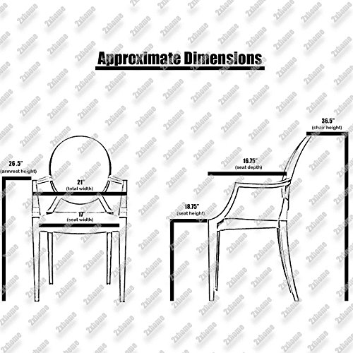 2xhome Set of Two (2) Clear - Louis Style Ghost Armchair Dining Room Chair - Lounge Arm Arms Armed Chairs Armchairs Accent Seat Higher Fine Modern Mid Century Designer