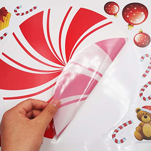 156PCS Christmas Peppermint Floor Decals Footprints Stickers for Christmas Candy Party Decoration Xmas Party Decor Supplies, 12 Sheets