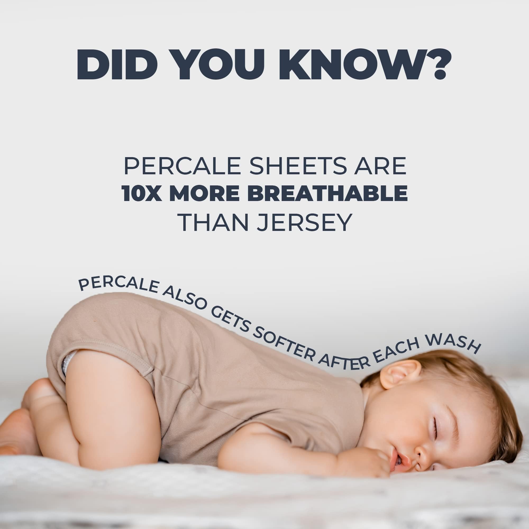 100% Organic Cotton Bassinet Sheets (4-Pack) - GOTS Certified - Bassinet Bedding for Standard Size Oval & Rectangular Mattress - Breathable Percale Weave Softens with Each Wash - 33" L x 15" W