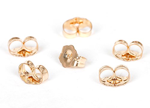 14K Gold Earring Backs - 4 Piece Replacement Earring Backs for Stud Ear Rings 2 Pairs