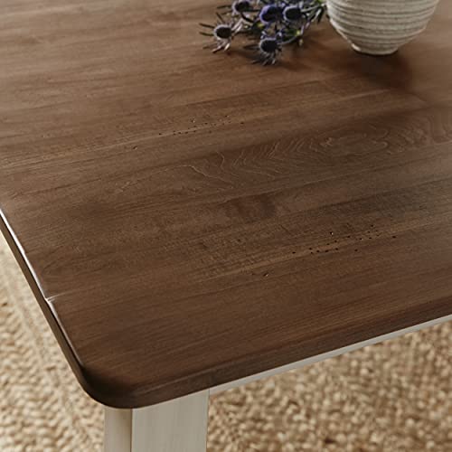 5 Piece Solid Maple Wood Dining Room Set | Full Kitchen Table Set with Table and 4 Chairs | 38β x 48β Brown and White Rectangle Table with Eased Edge and Distressing | Handmade in USA