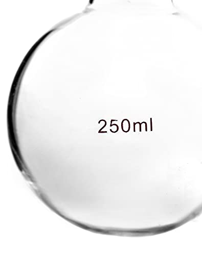 QWORK Glass 250ml Single Neck Flat Bottom Boiling Flask, 24/40 Standard Taper Outer Joint, 250ml