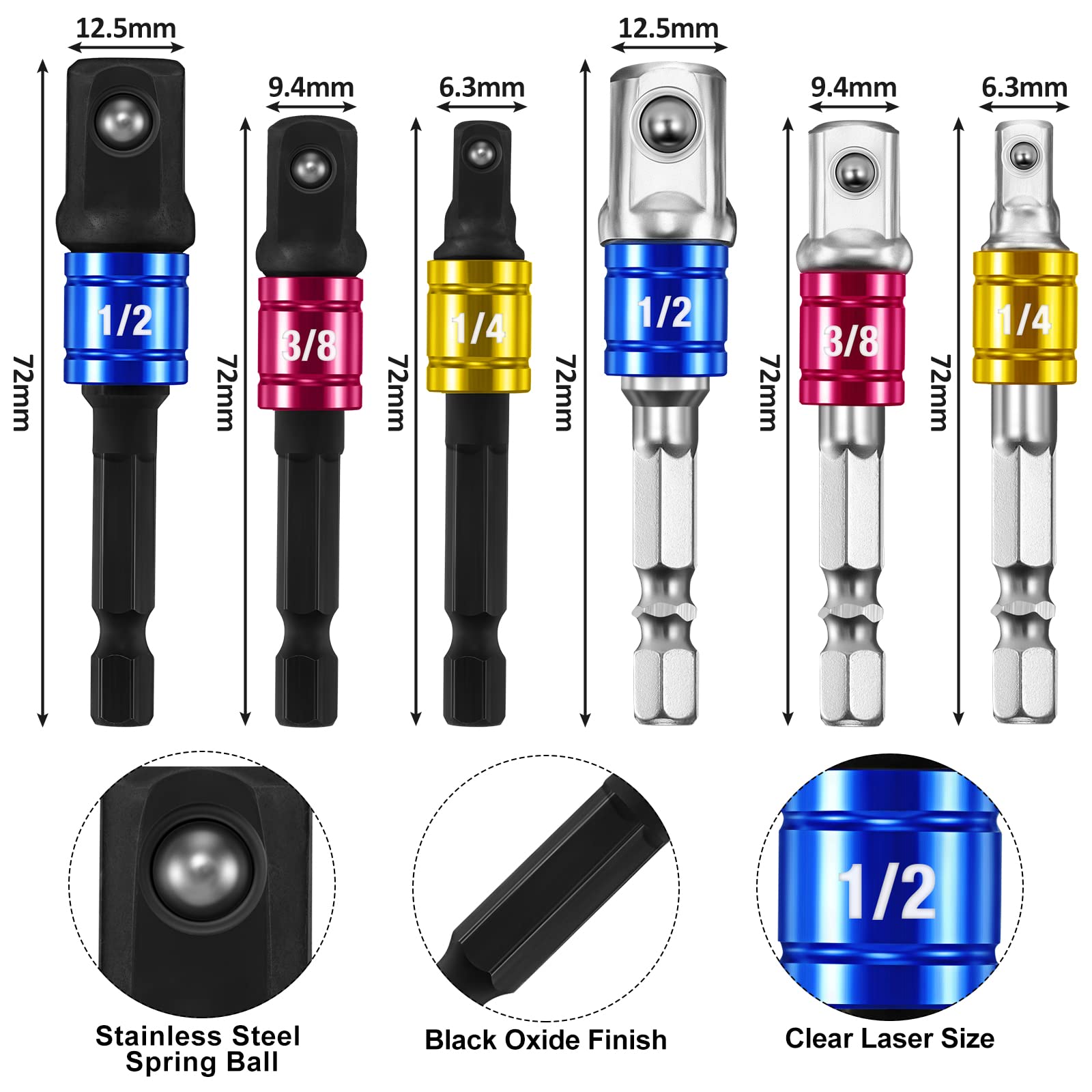 10 Pcs Drill Bit Sockets Adapter Extension Set Including Power Drill Adapters 360 Degree Rotatable Hex Shank Drill Adapters 105 Degree Angle Screwdriver Drill Bit for Household Workplace Industry