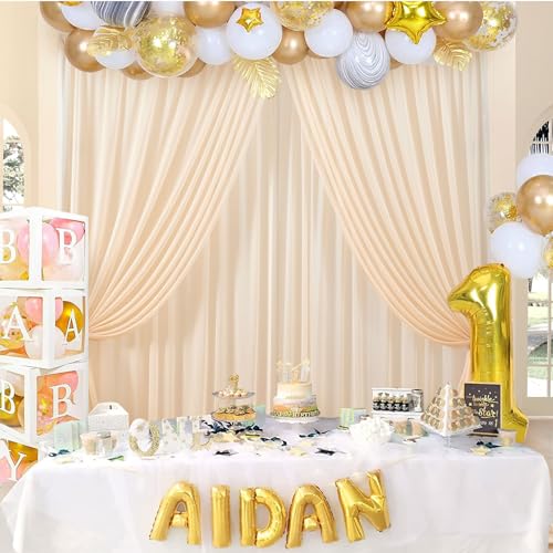 10x10ft Champagne Backdrop Curtain Wrinkle Free Sheer Backdrop for Party Wedding Baby Shower Birthday Arch Living Room Window Curtains Wall Decoration