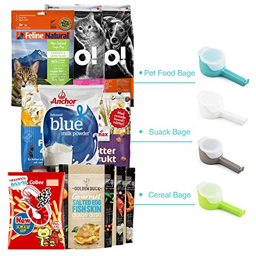 4pcs Food bag clipswith Pour Spouts, Great Clips Bags for Kitchen, Suitable for Small Particle Food, Liquid,Flour and Baby Food Storage Organizer