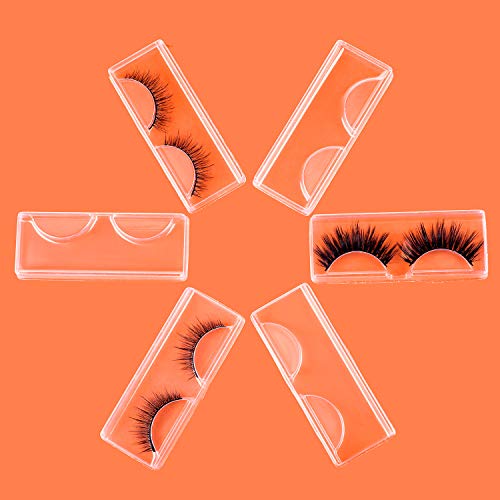100 Packs False Eyelash Storage Box with Eyelash Tray, Empty Fake Eyelash Packaging Box Plastic Eyelash Care Storage Cases for Women Girls (Clear)