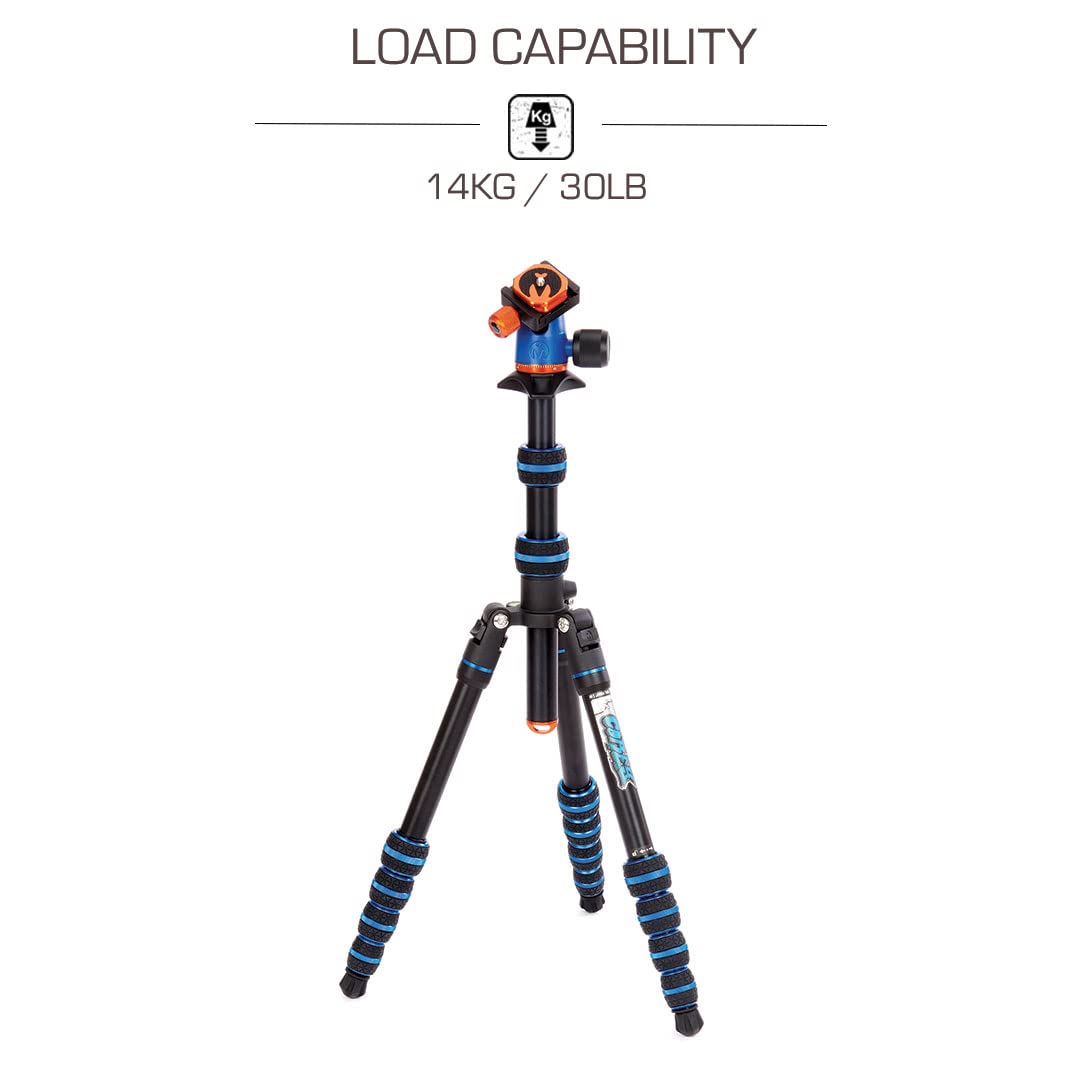 3 Legged Thing Punks Corey 2.0 Magnesium Alloy Ultra-Compact Travel Tripod - Adjustable, Multi-use Camera Tripod with Three Detachable Legs - Blue/Black (COREYBLUE2.0)