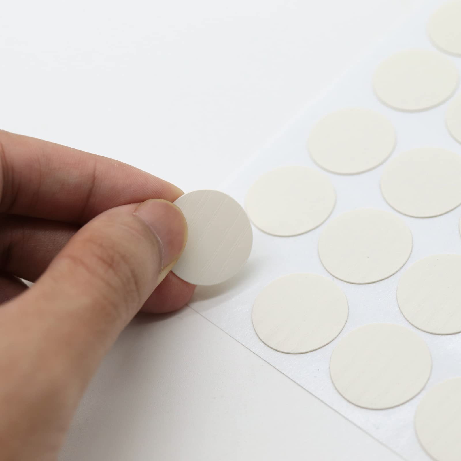 VictorsHome Self-Adhesive Screw Hole Stickers PVC Cover Caps Dustproof for Wooden Furniture Cabinet 21mm 2 Sheets/108 Pcs Beige Textured