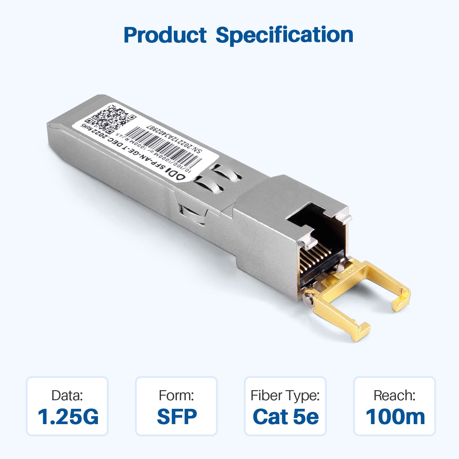 10/100/1000Base-T RJ45 SFP Module,1.25G RJ45 Copper SFP Transceiver Fiber to Ethernet Converter,up to 100m Distance,Hot Pluggable,Wide Compatibility