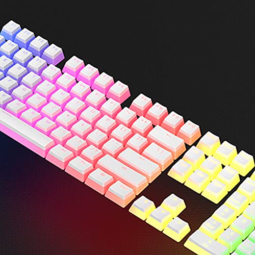 104 Keys Pudding Keycaps OEM Profile Double Shot PBT Backlight Keycaps for Mechanical Gaming Keyboard Cherry Mx Switch Pbt Backlit Keycaps Pudding Black White with Kingjinglo