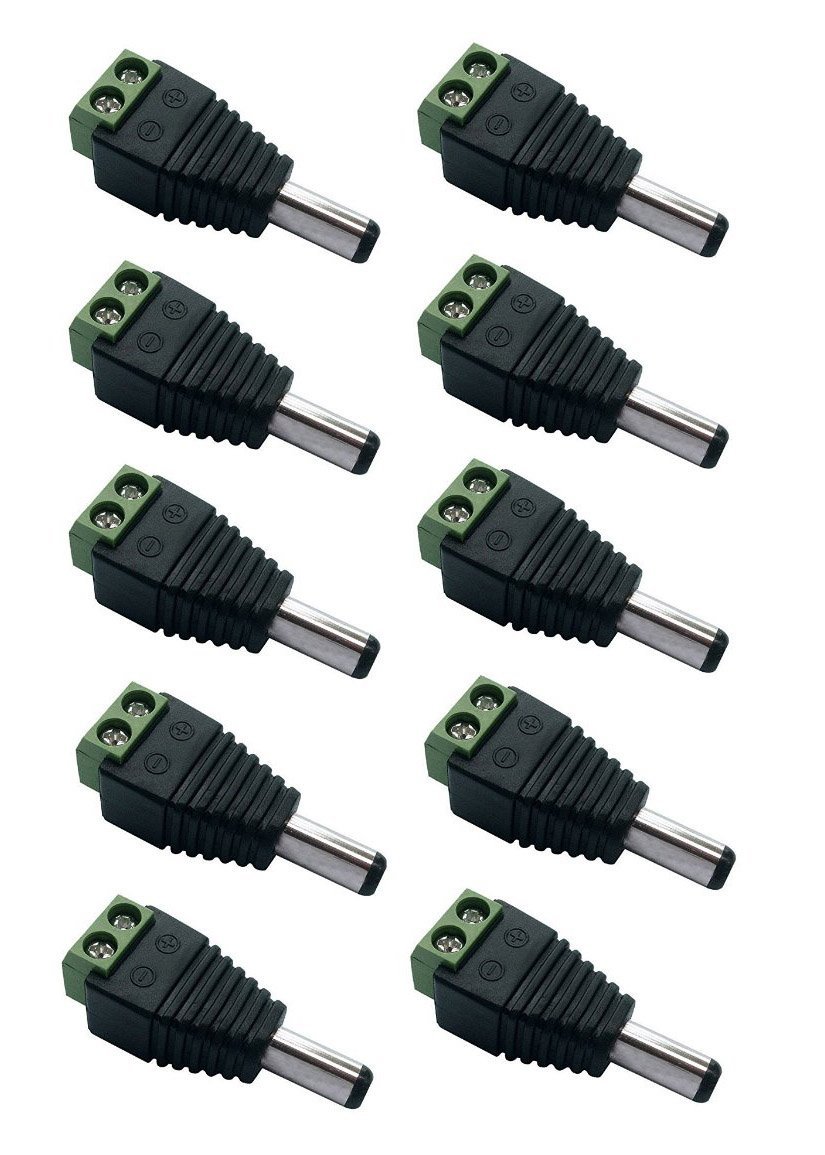 10 Male 12v DC Power Jack Adapter Connector for Led Strip CCTV Camera